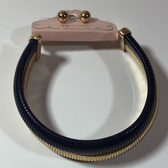 Jewelry | Nwot Two Layered Blue Gold Choker Set | Poshmark